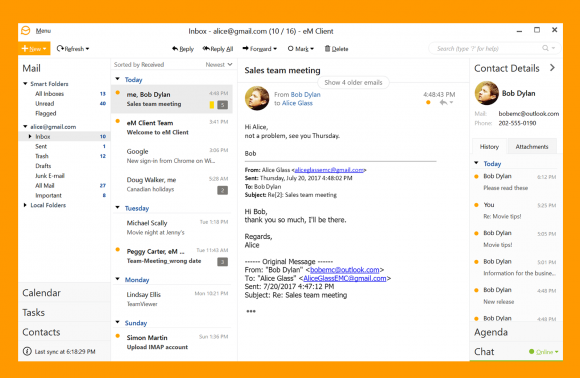 Organize Emails, Tasks and Chat Live in a Unified Interface with eM Client