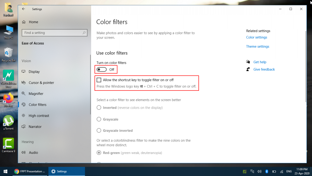 Windows 10 Shortcut to Switch Between Black & White and Color Mode