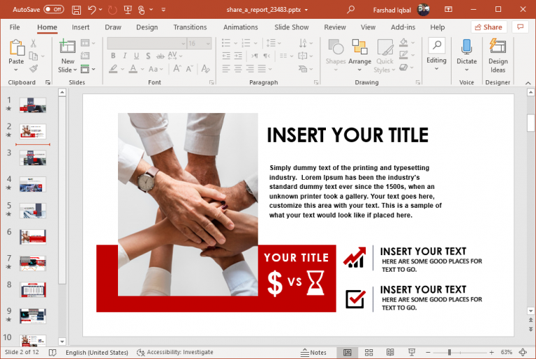 Animated Share A Report PowerPoint Template