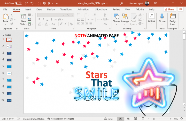 Animated Stars That Smile PowerPoint Template
