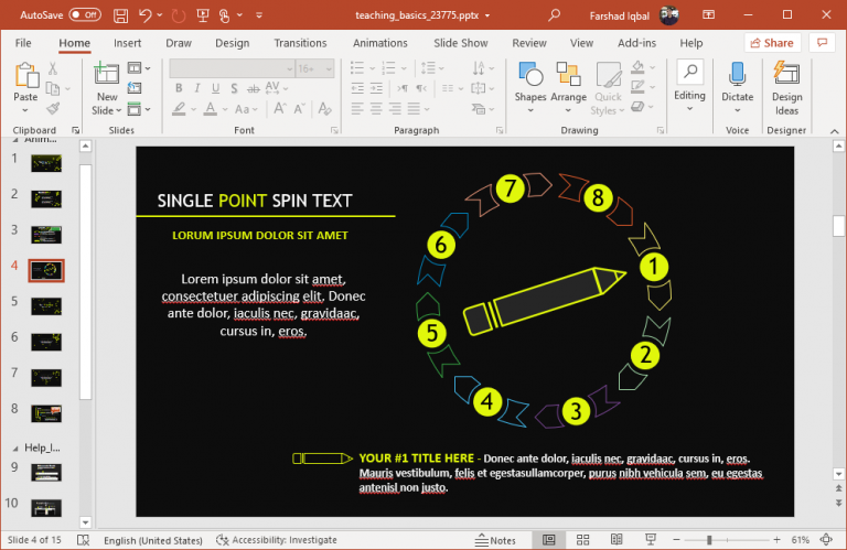 Animated Basic Teaching Powerpoint Template