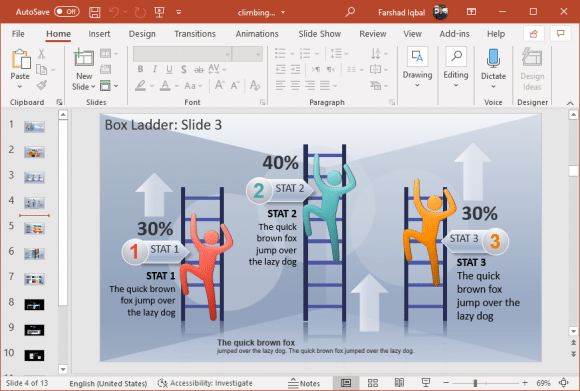 Animated Climbing Box Ladder Template for PowerPoint