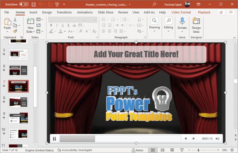 Theatre Curtains Closing Video Background for PowerPoint