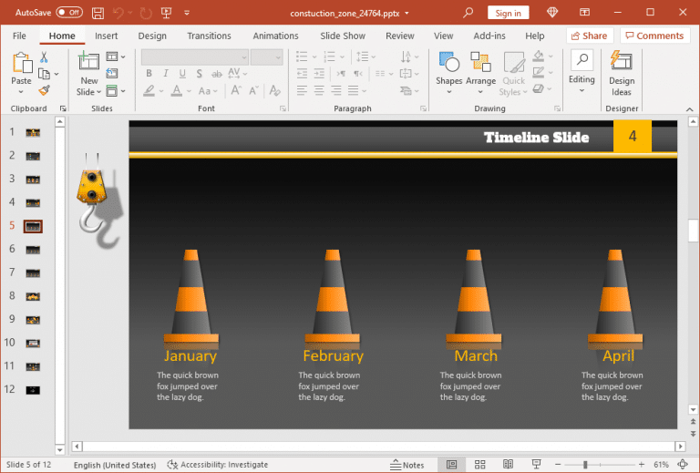 Animated Construction Zone PowerPoint Template
