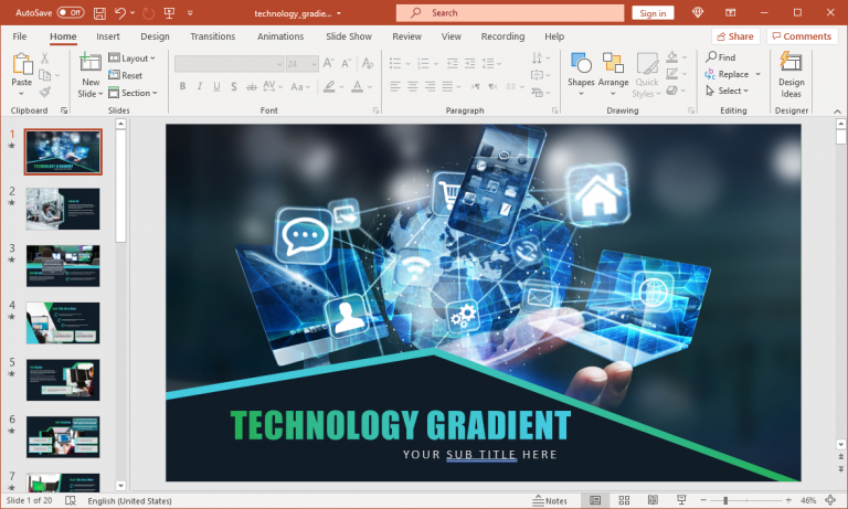 Animated Technology Gradient PowerPoint Template
