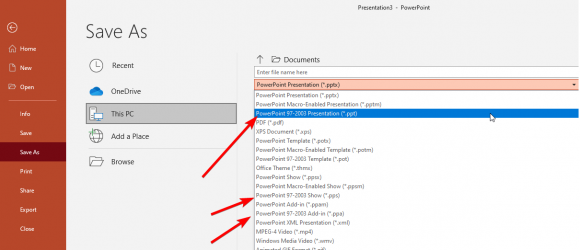 How to Save a PowerPoint File for a previous Version of Office