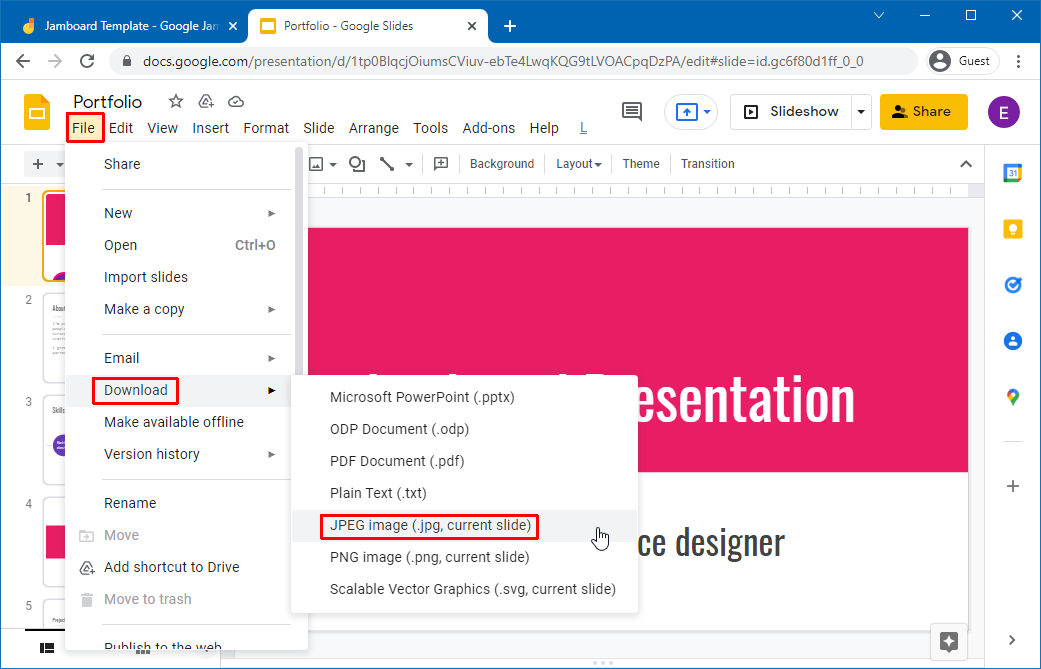 Creating Presentations with Jamboard