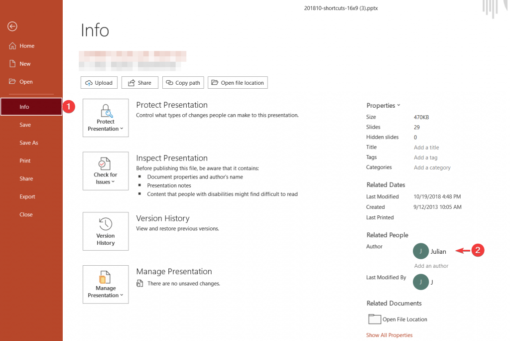 How to Change the Presentation Author Name