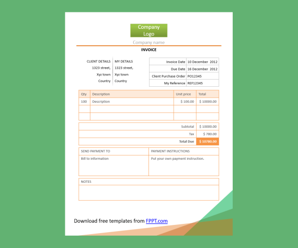 7+ Free Invoice PowerPoint Templates to Make your own Invoices