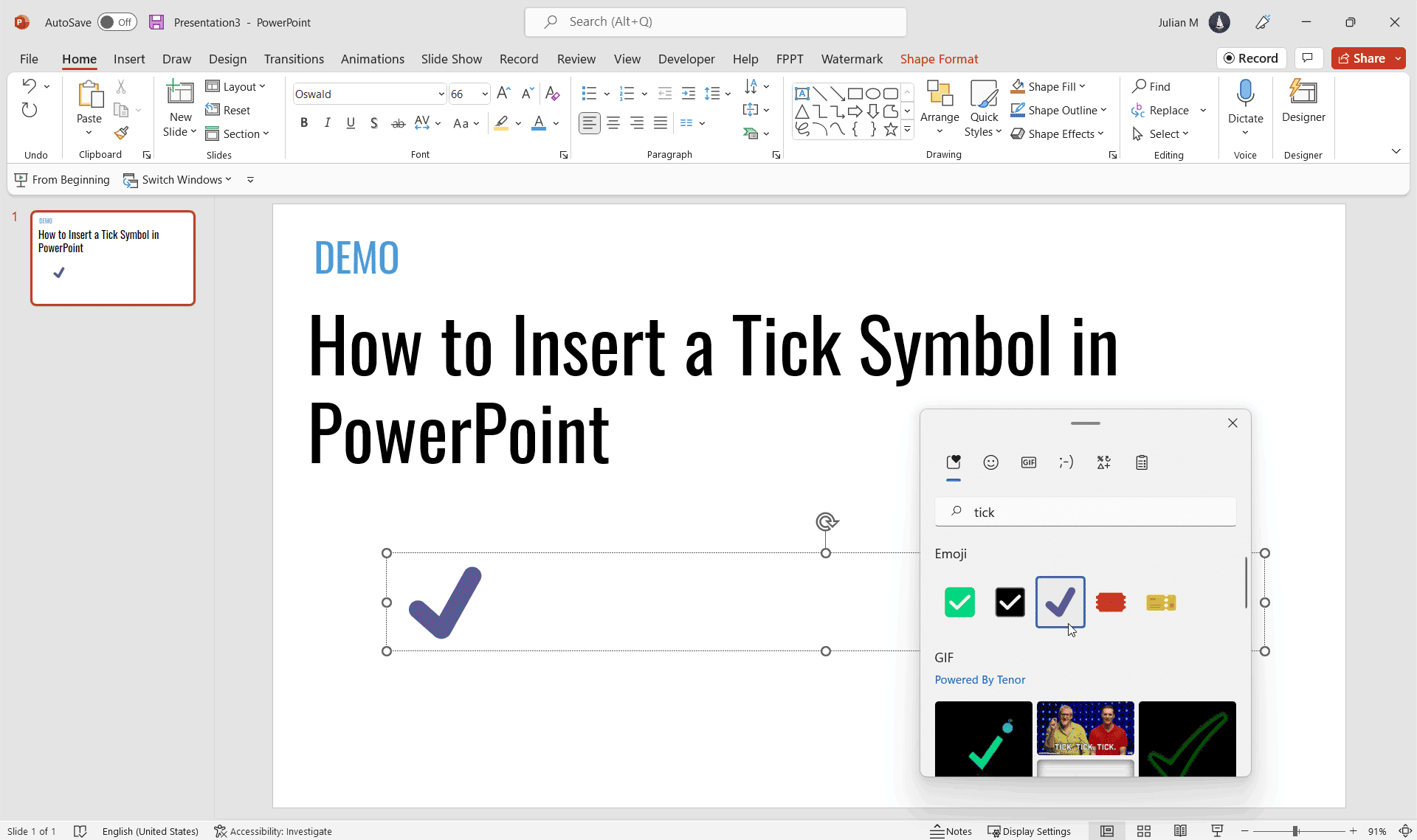 How to Insert a Tick Symbol in PowerPoint (Multiple Ways)