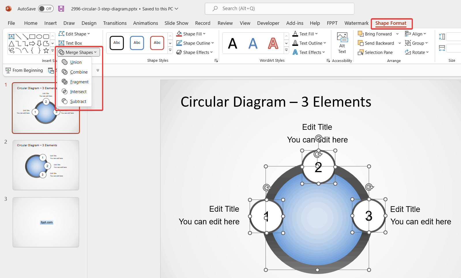 How to Merge Shapes in PowerPoint (Union, Intersect, Subtract)