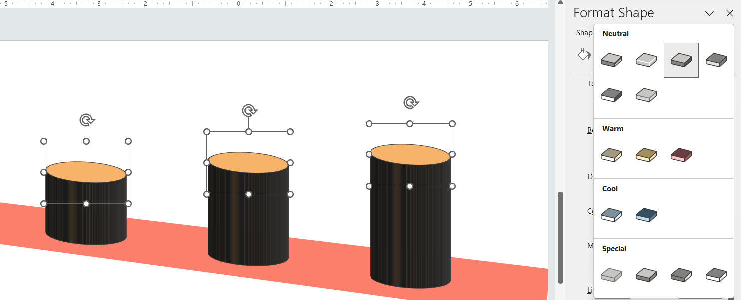 Drawing a Simple 3D Chart in PowerPoint using Shapes