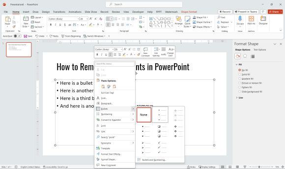 How to Remove Bullet Points in PowerPoint