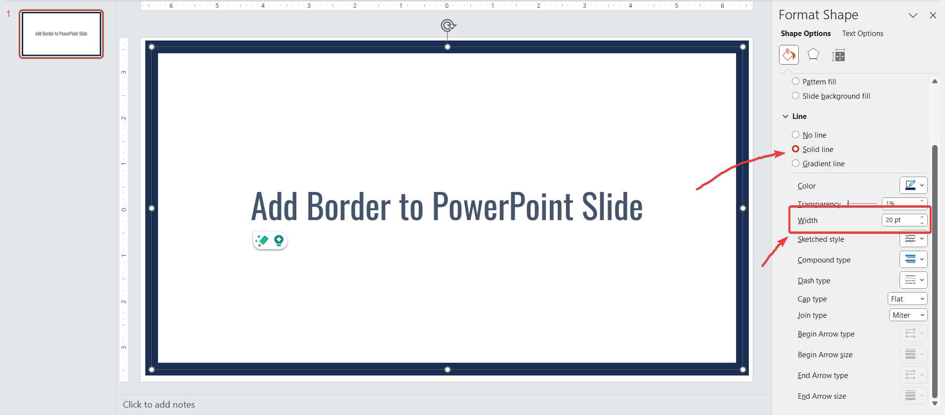 How to Add Border in PowerPoint using Shapes