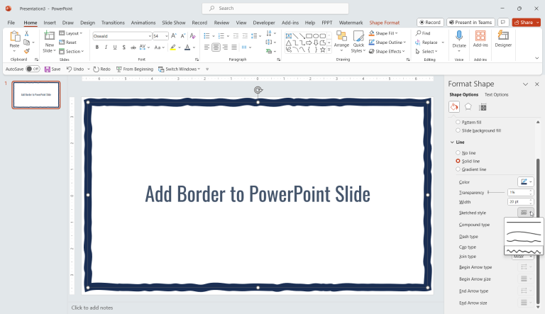 How to Add Border in PowerPoint using Shapes
