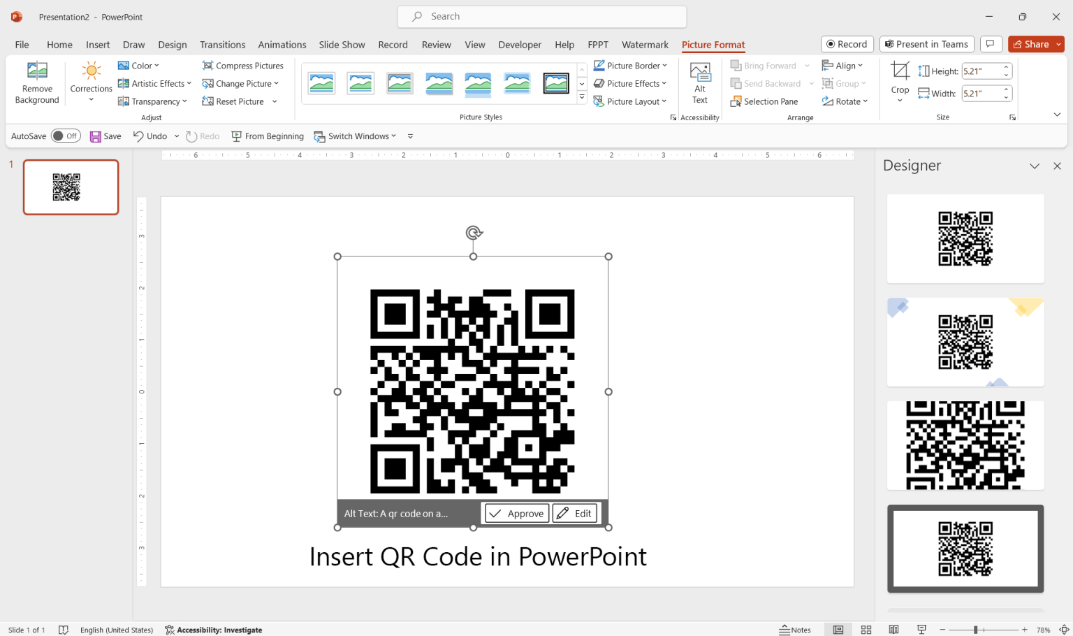 QR Code in PowerPoint Presentations