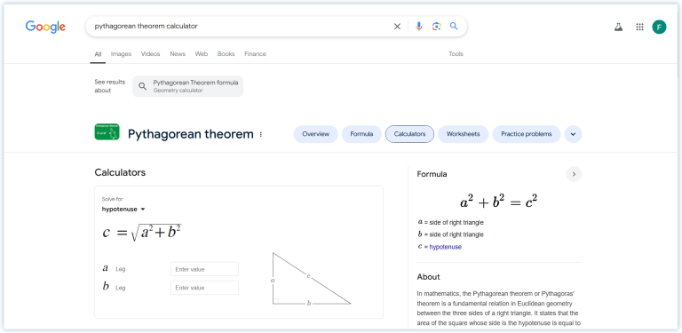 Pythagorean Theorem Calculator, Formula, and Applications