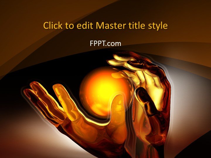 Free Light Ball In Hand PowerPoint Template - Free PowerPoint Templates