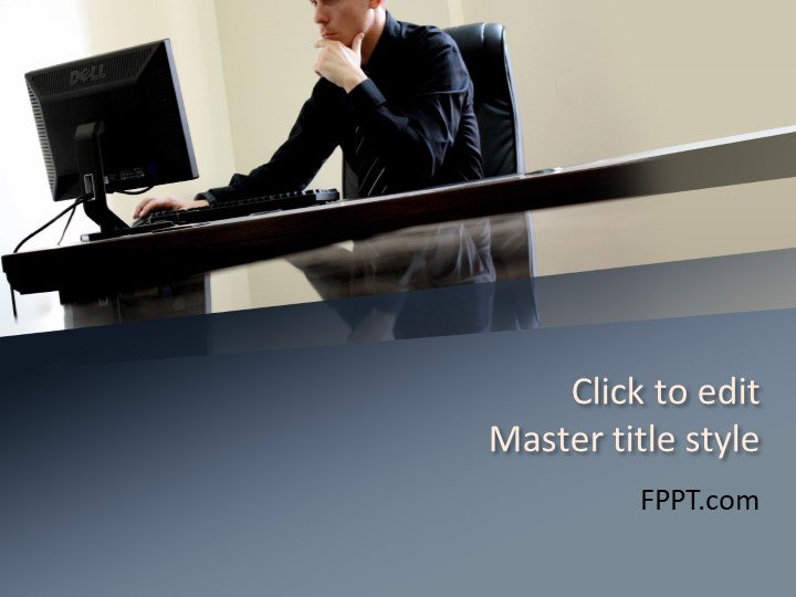 Free Man Working at Desk PowerPoint Template - Free PowerPoint Templates